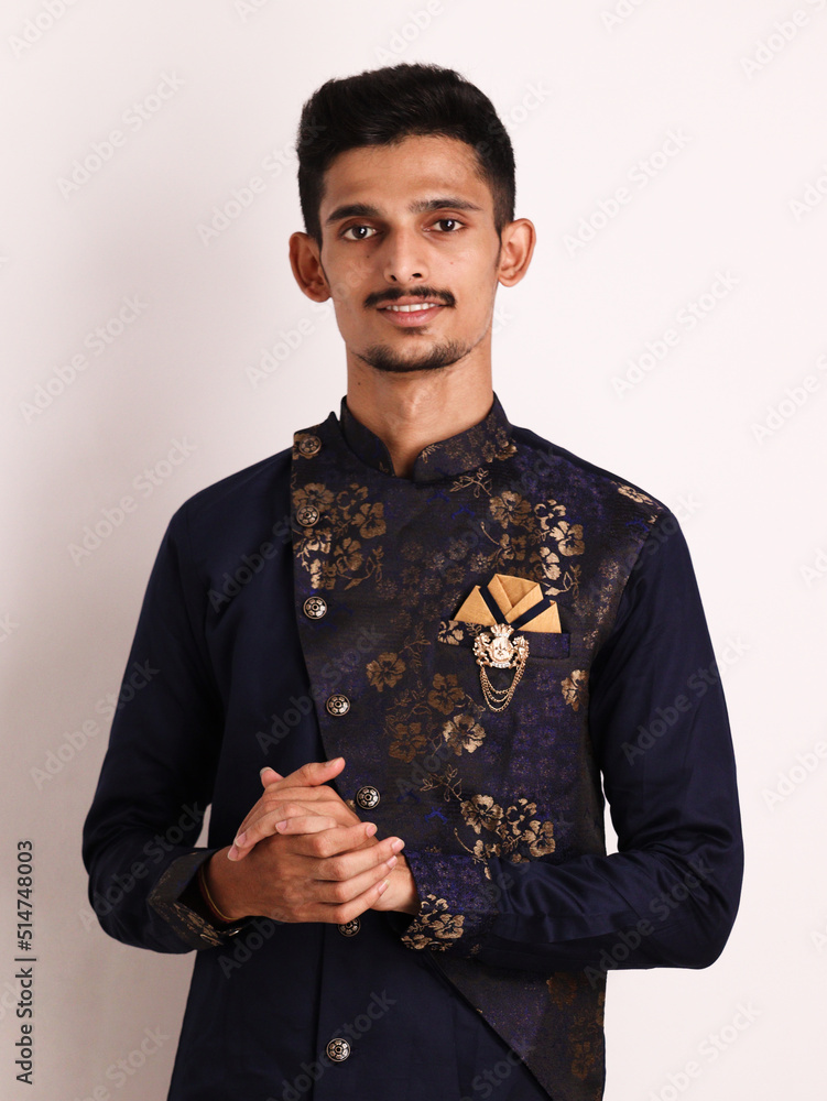 Indian collage boy wears ethnic or traditional outfit kurta / cloths ...
