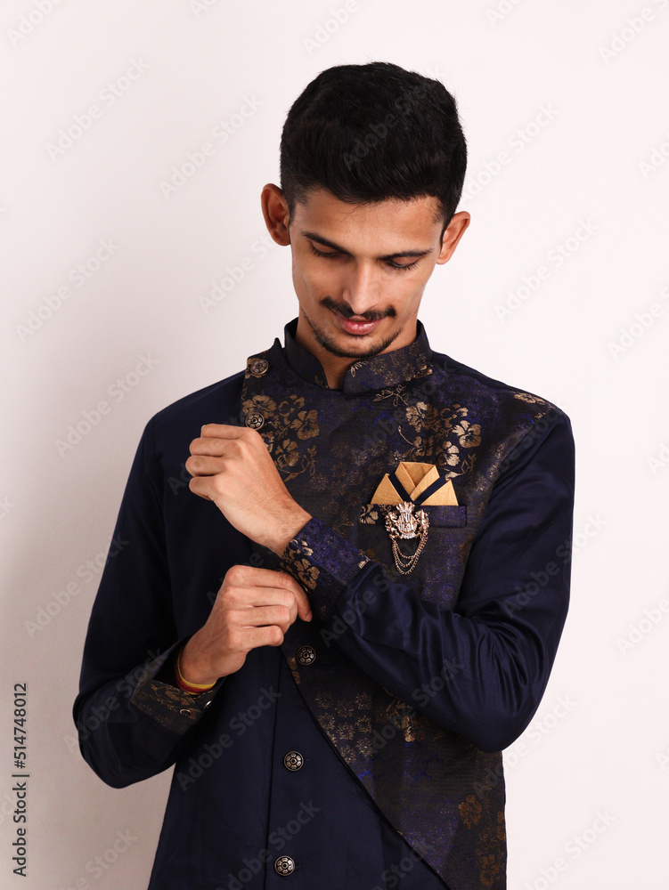 Indian collage boy wears ethnic or traditional outfit kurta / cloths ...