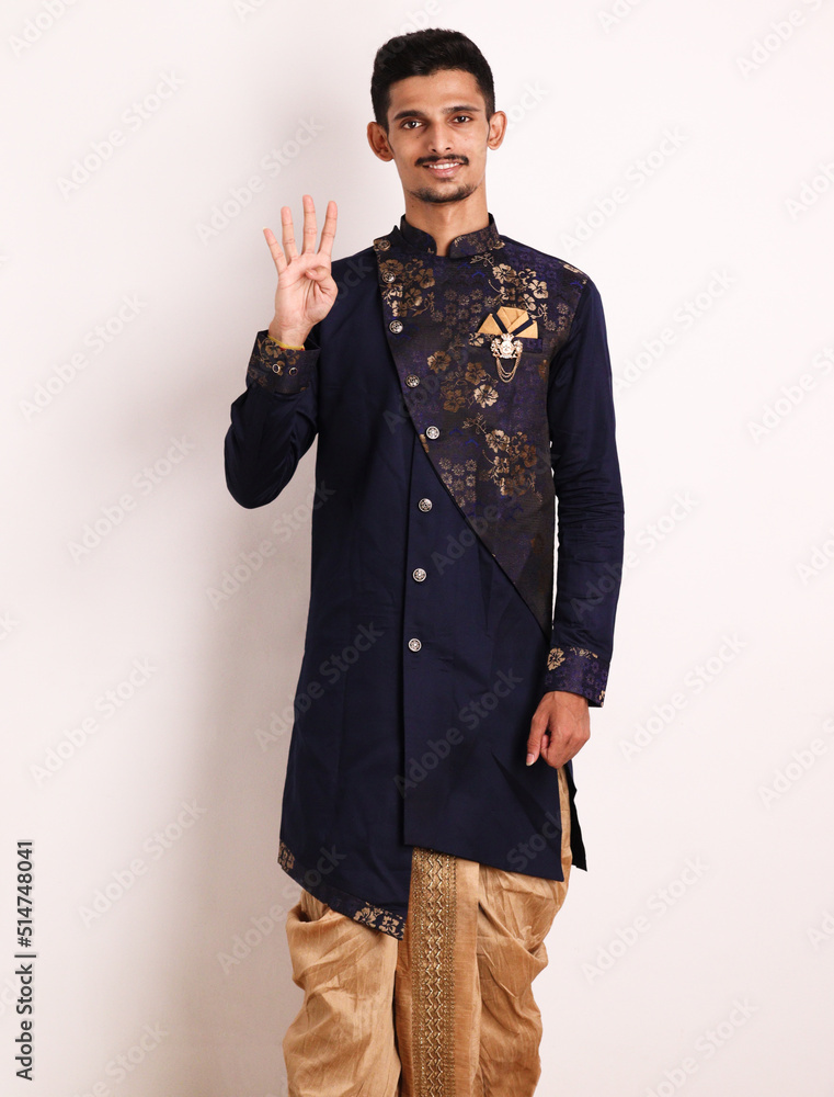 Indian collage boy wears ethnic or traditional outfit kurta / cloths ...
