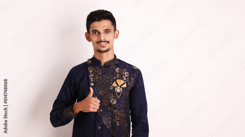 Indian collage boy wears ethnic or traditional outfit kurta / cloths ...