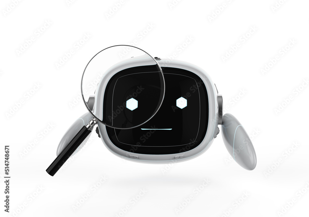 Cute assistant artificial intelligence robot no leg with magnifying ...