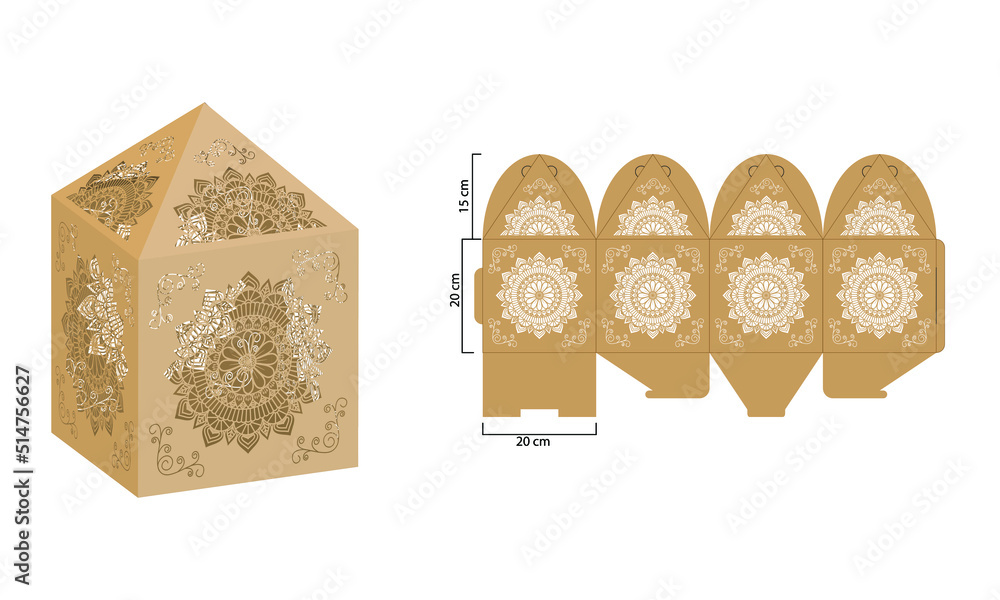 Mandala patterned box template. Ethnic decorative elements. Box ...