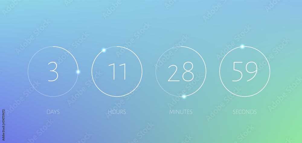 Countdown timer. Circle counter. Vector time digital clock scoreboard ...