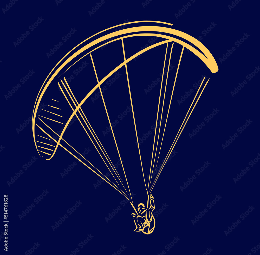Vetor de the vector illustration of the paraglider in the sky do Stock ...
