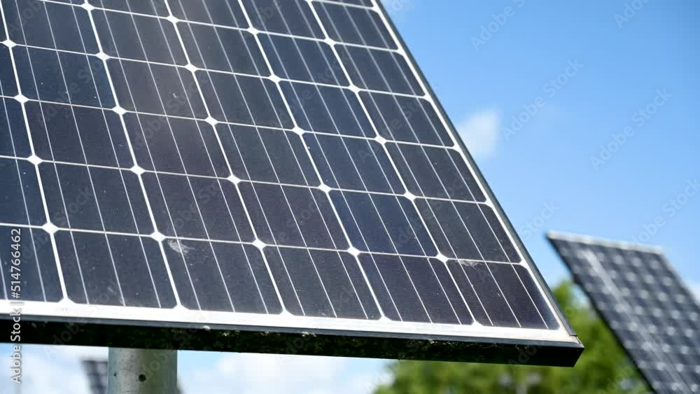 Solar cell plant. Solar energy farm. Solar panels. Producing clean ...