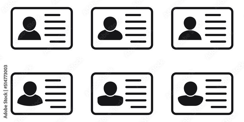 ID Card Icon Collection Employee Clerk Card Driver License 