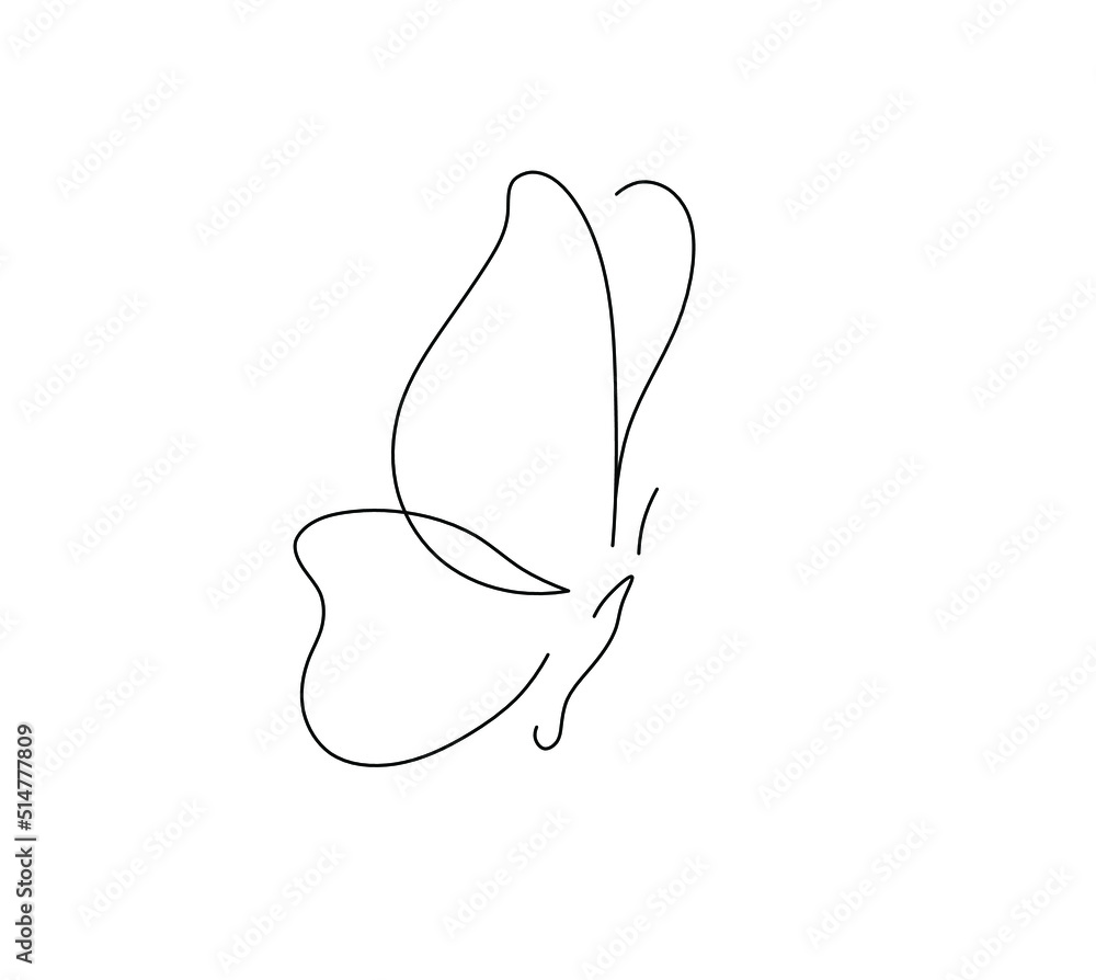 Vector isolated simple tiny line butterfly. Single line butterfly wings ...