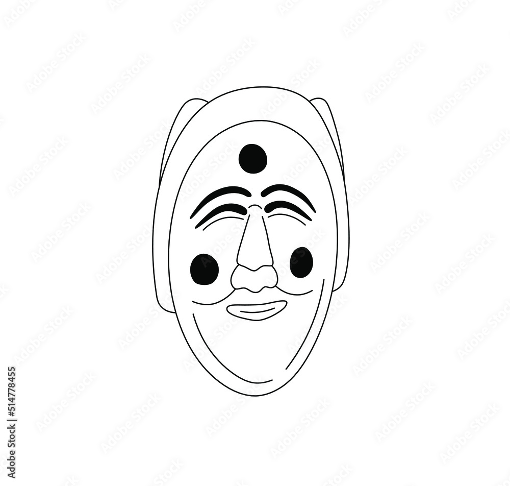 Vector isolated scary japanese theatrical mask colorless black and ...