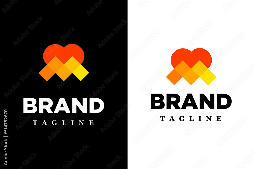 Letter M heart abstract logo for business. Stock Vector | Adobe Stock