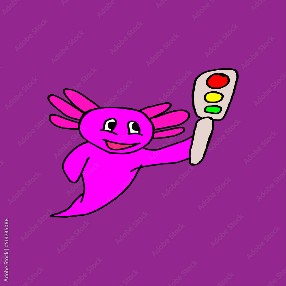 Axolotl Cute Cartoon Vector Illustration. axolotl mascot design holding ...