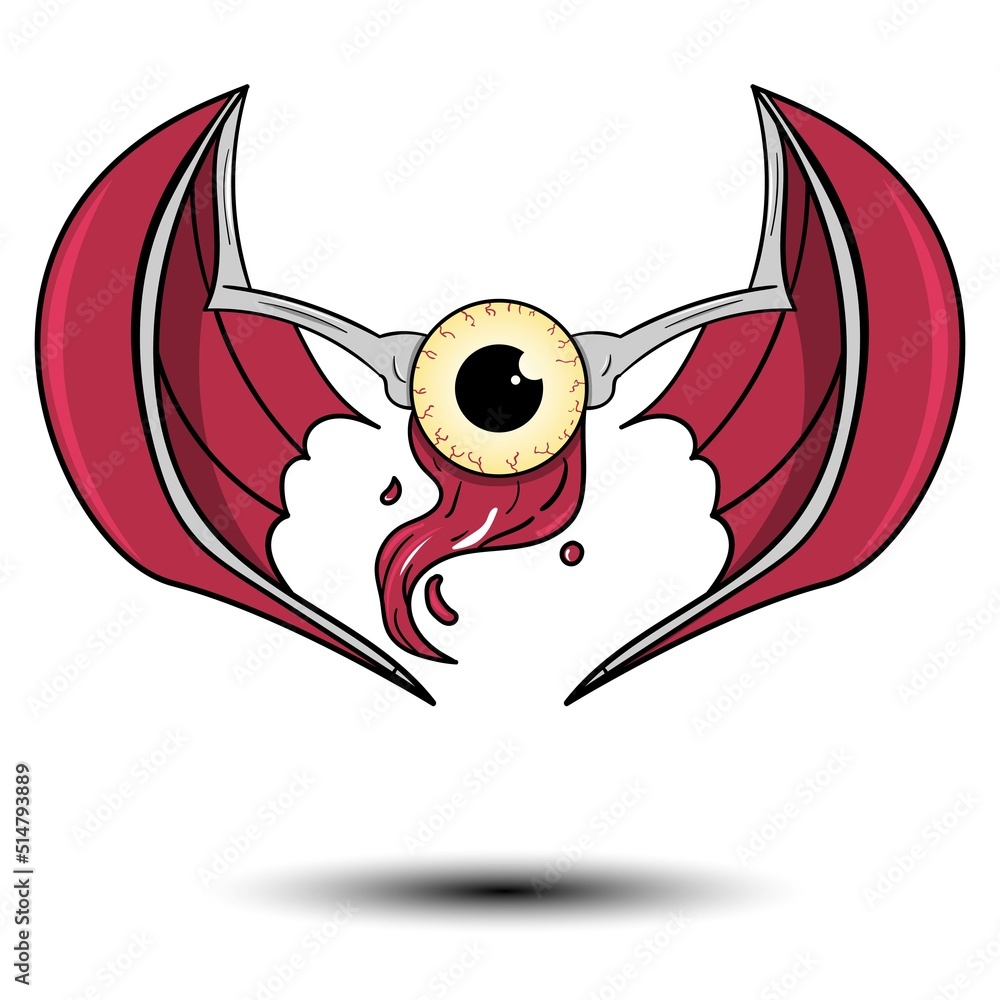 Creapy Monster Human Eye Ball with Wings Illustration.Designs for T ...