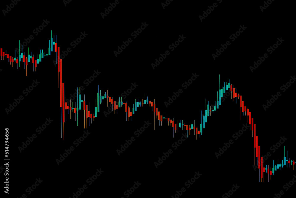 Stock chart of the falling market on a black background. Background ...