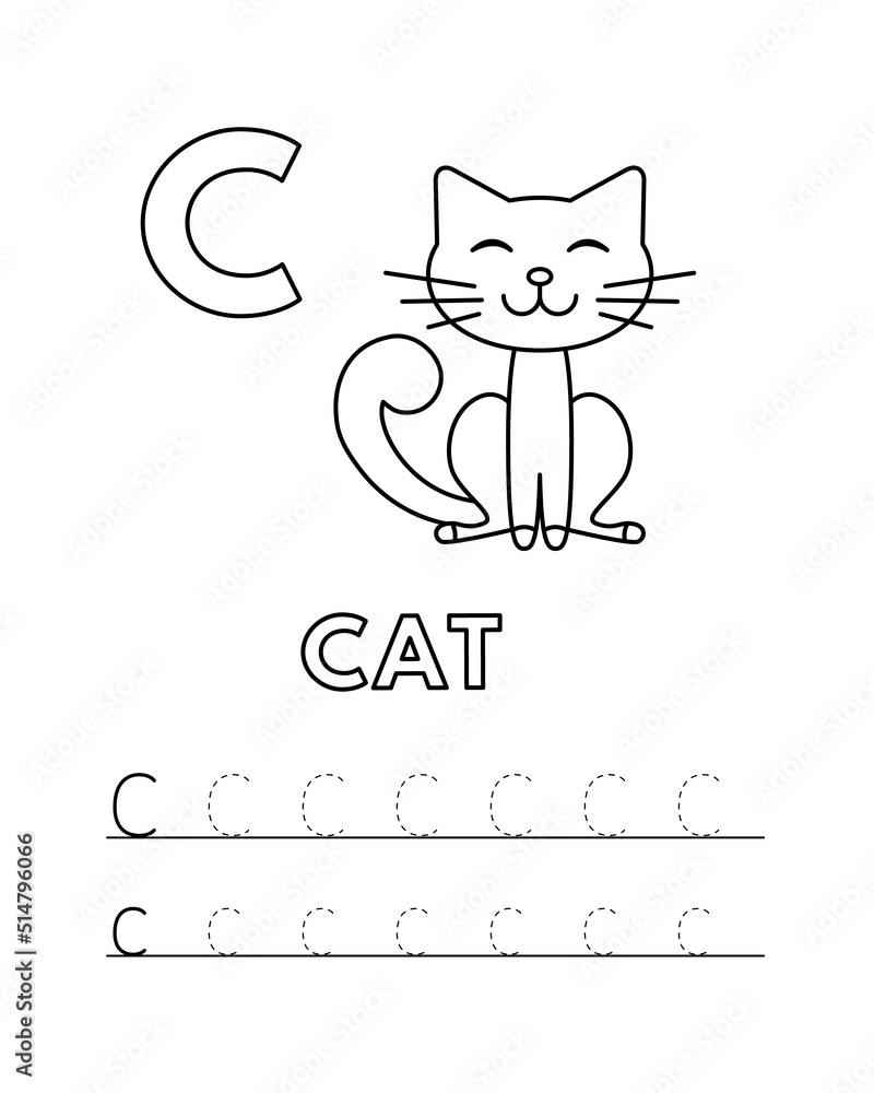 Alphabet with cute cartoon animals isolated on white background ...