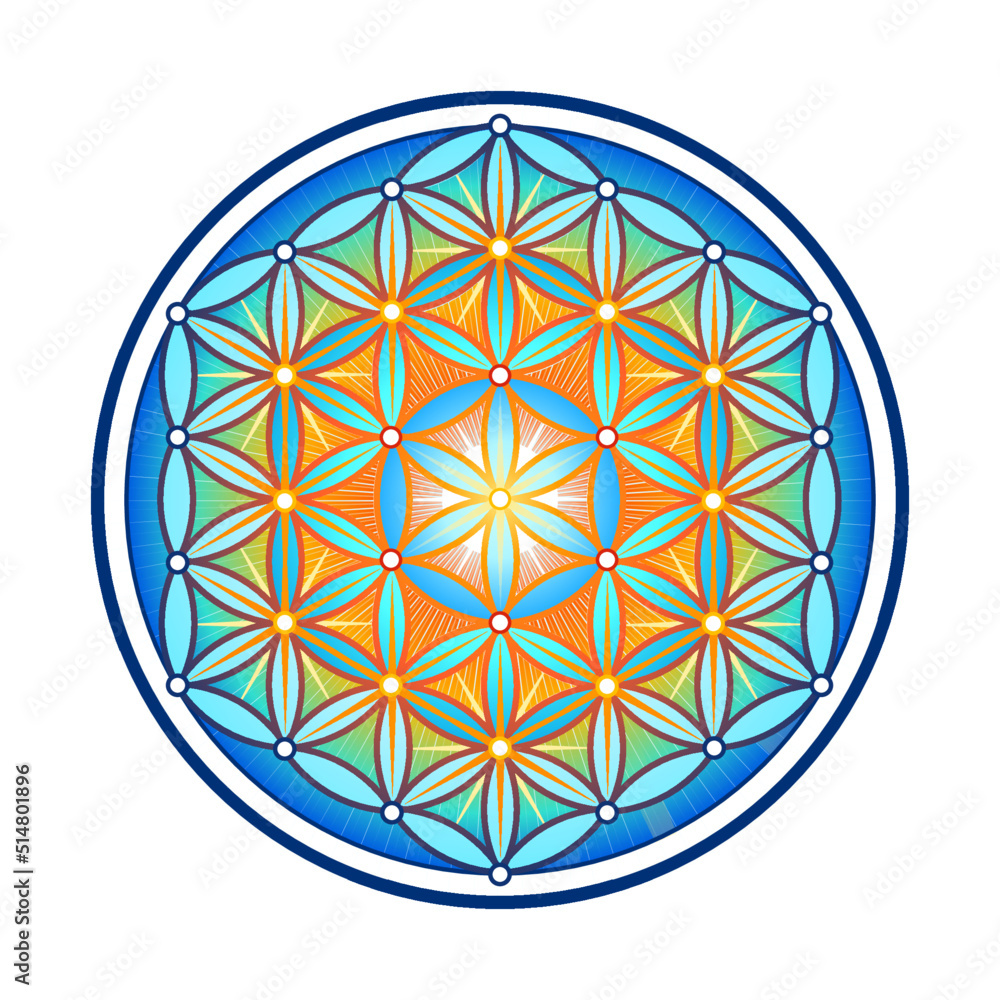 Blue Symbol Flower of life. The flower of life is a symbol of sacred ...