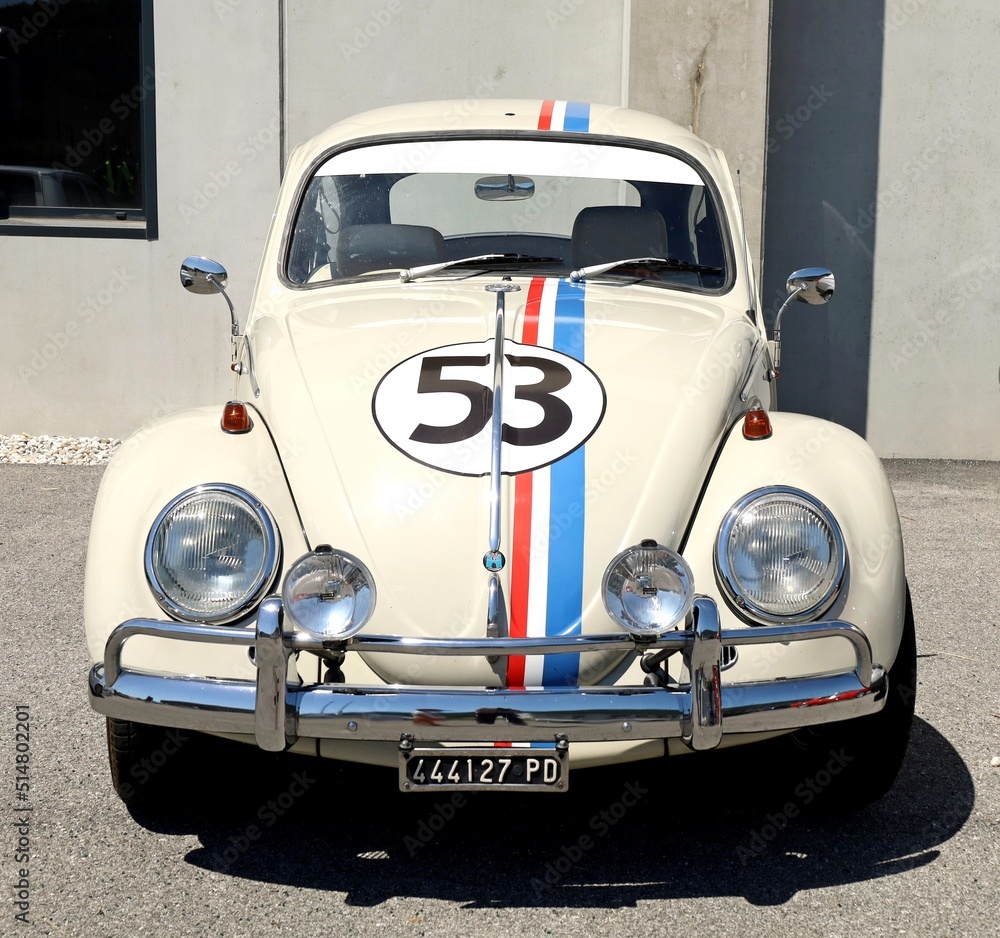 Azzida, Italy. July, 2 2022. Convertible white Volkswagen Type 1 ...