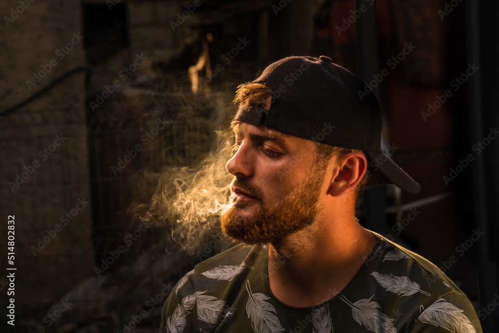 Handsome Young caucasian men, man with stubble beard, Portrait man with ...