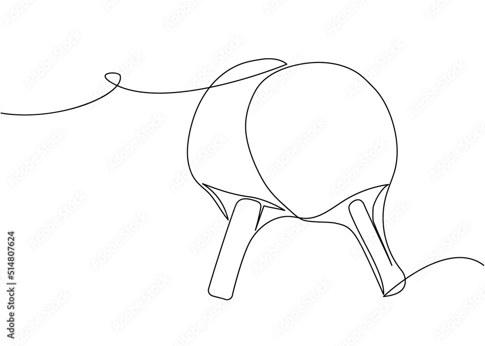 Ping pong rackets one line art. Continuous line drawing of table tennis ...