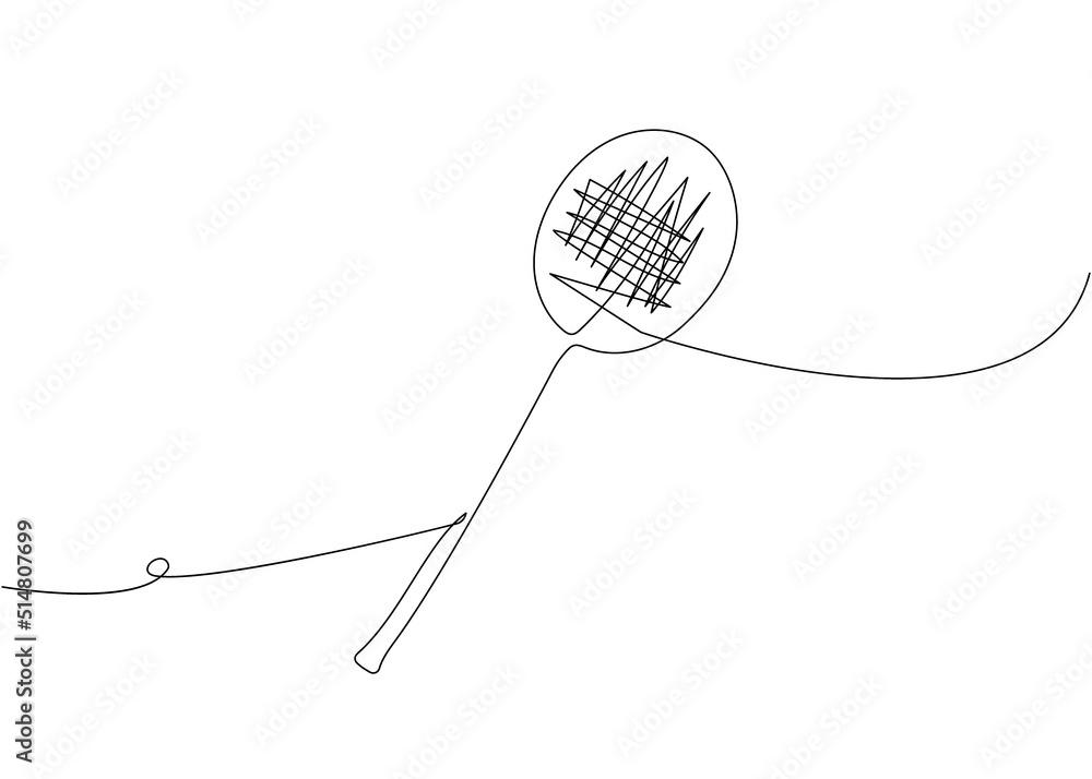 Badminton racket one line art. Continuous line drawing of badminton ...