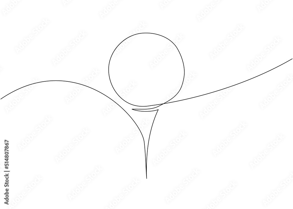 Golf ball one line art. Continuous line drawing of ball, sport, running ...
