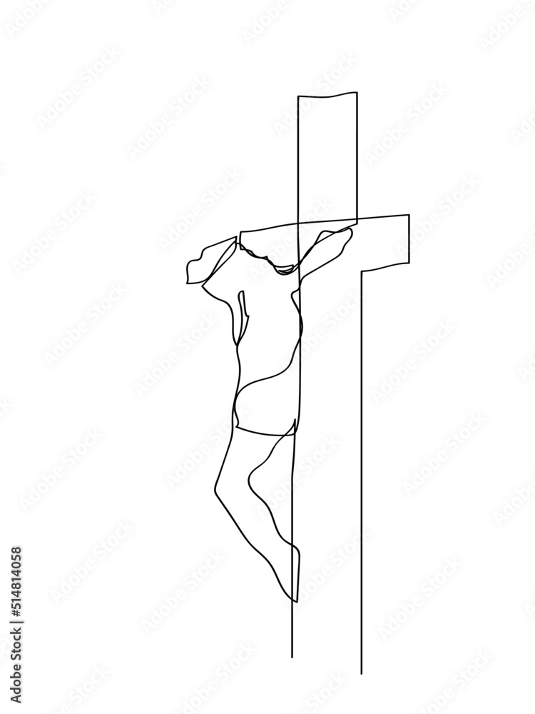 One continuous single drawn line art doodle spirituality Jesus Christ ...