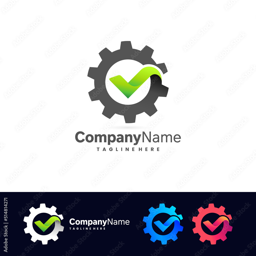 gear and check mark logo icon, gear logo template, checklist gear icon ...