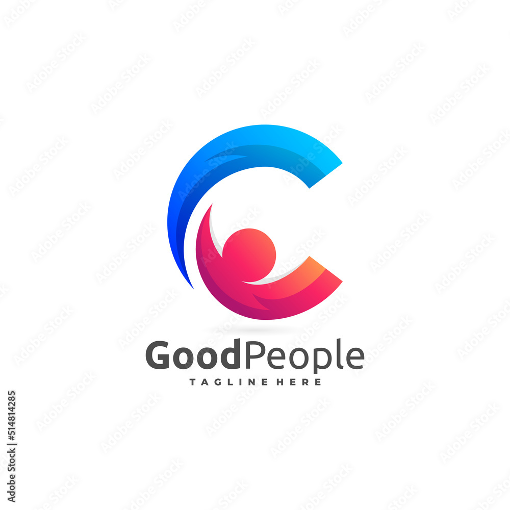 people letter c logo symbol, letter c peple logo, people c logo, Stock ...