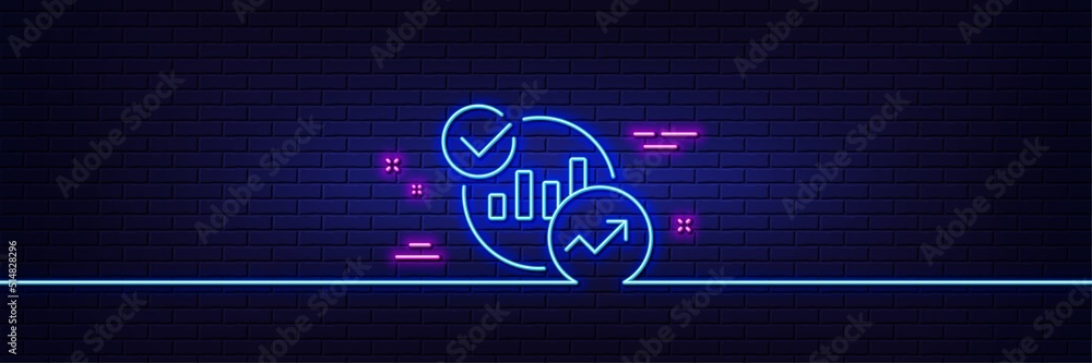 Neon light glow effect. Charts, Statistics line icon. Report graph or ...