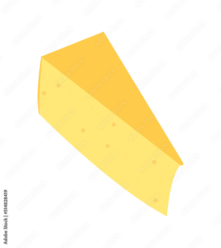 Vector illustration of a wedge of cheese. Dairy products healthy ...