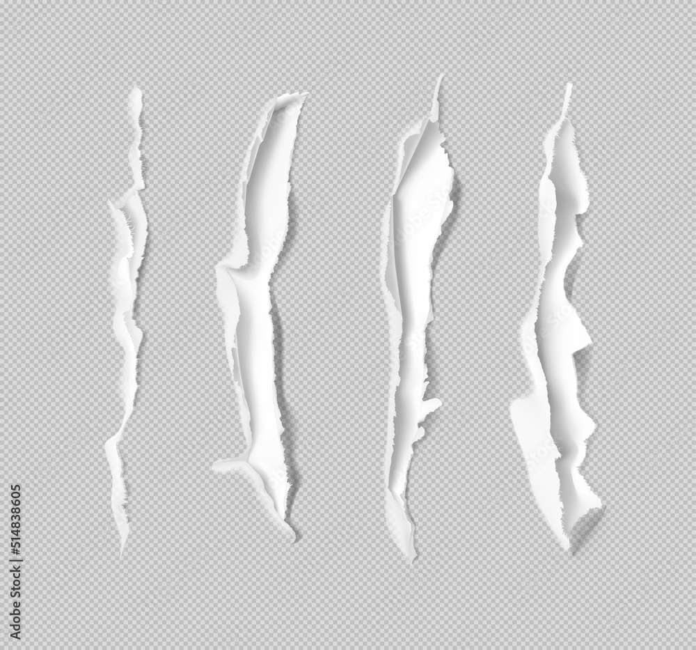 Set of realistic scratch claws on transparent background. Vector ...