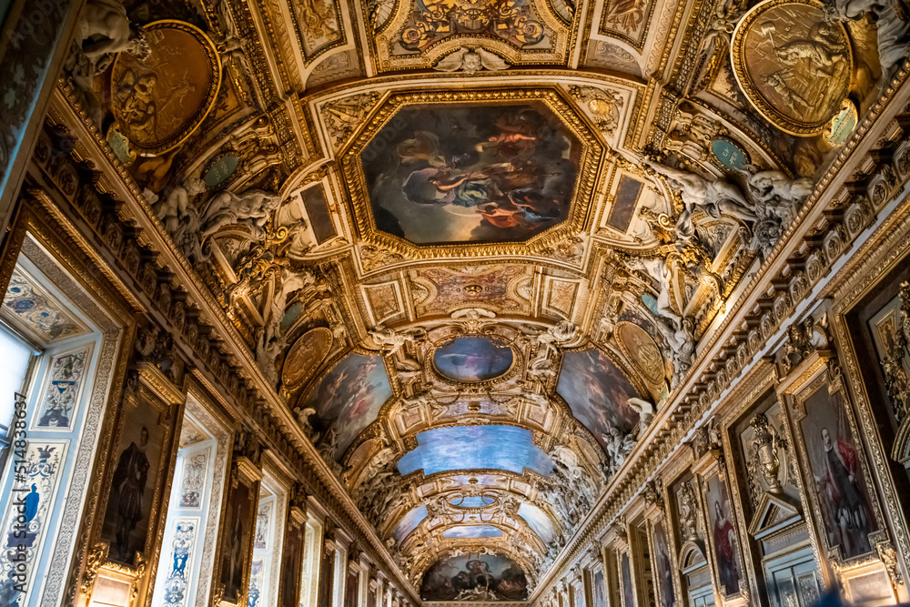 PARIS, FRANCE - February 15, 2018: Interior of the Louvre. Louvre ...