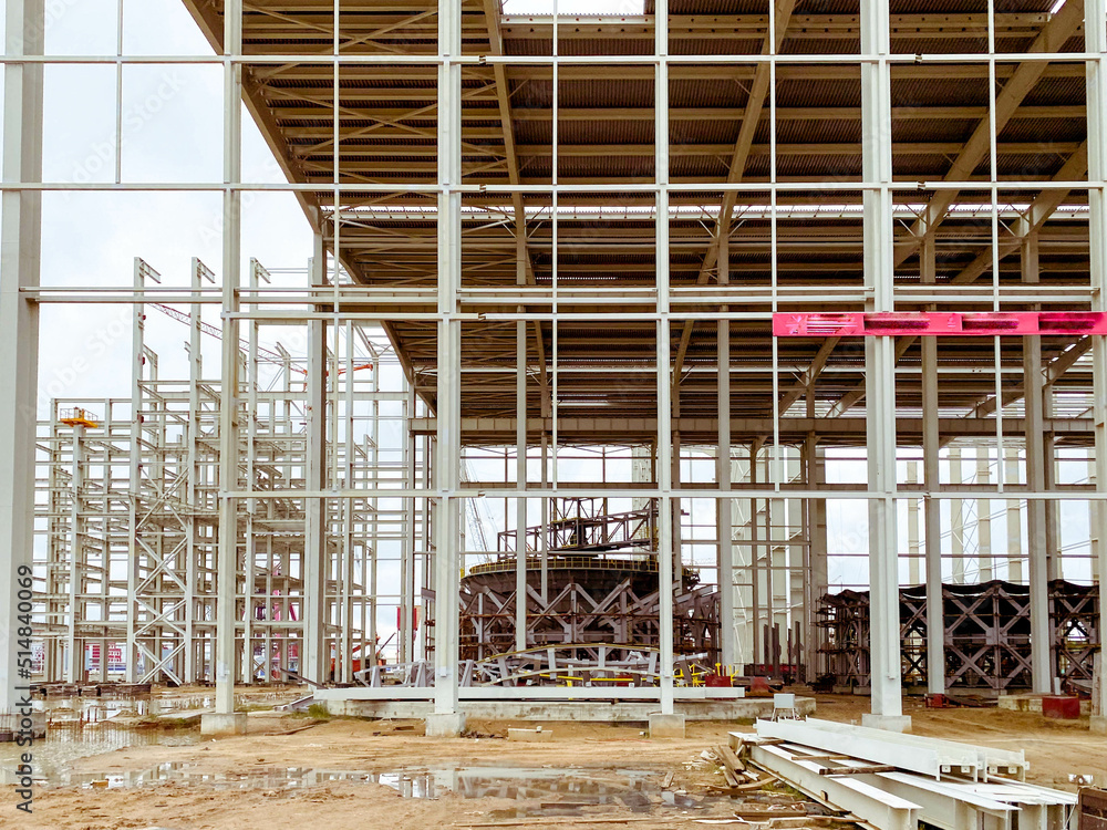construction of a new complex at the plant. metal structures for the ...