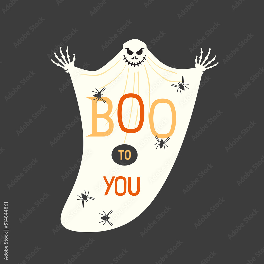 Halloween ghost Boo face scary spirit shadow vector illustration ...