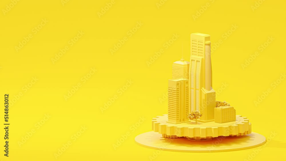 Vidéo Stock Building on yellow cog gear on yellow background. community ...