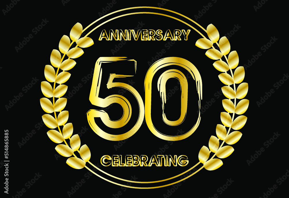 50 years gold anniversary celebration luxury logo. Vector with golden ...