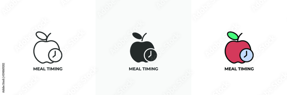 meal timing icon. Line, solid and filled outline colorful version ...