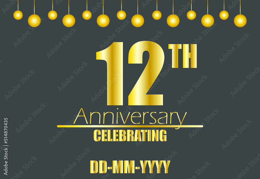 12th anniversary celebrating. Vector for golden anniversary celebration ...