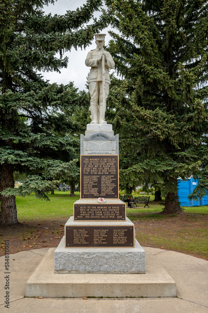 Nanton, Alberta - July 2, 2022: Memorial toWorld War 1 soldiers at the ...