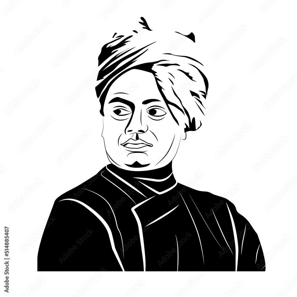 Swami Vivekananda vector isolated on white background. Narendranath ...