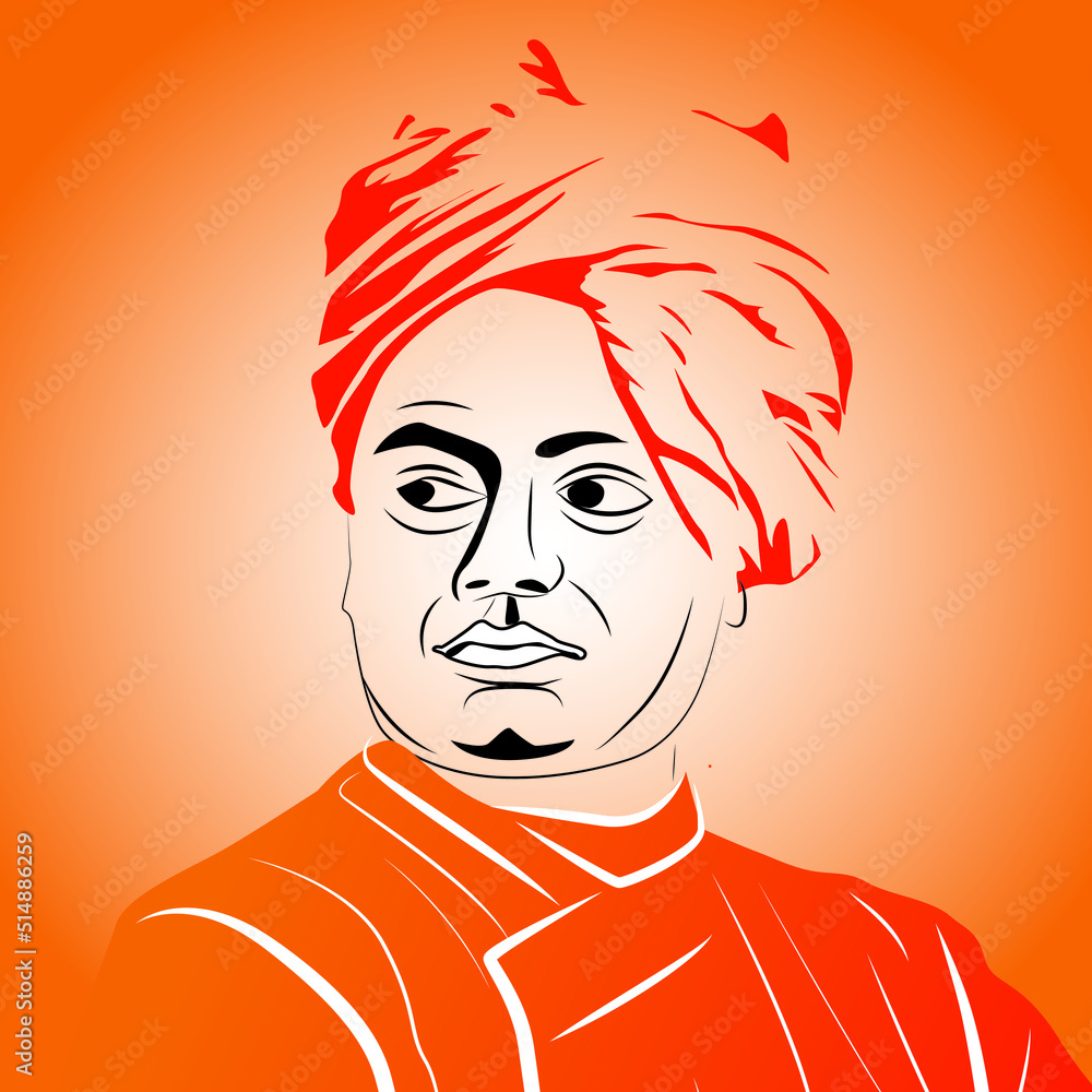Swami Vivekananda vector isolated on white background. Narendranath ...