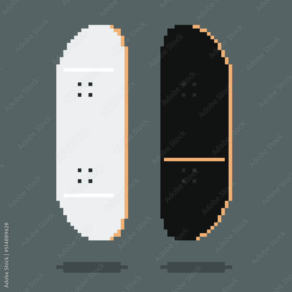 Skateboard Deck Board Setup Pixelated 8-bit Pixel Art Stock Vector ...