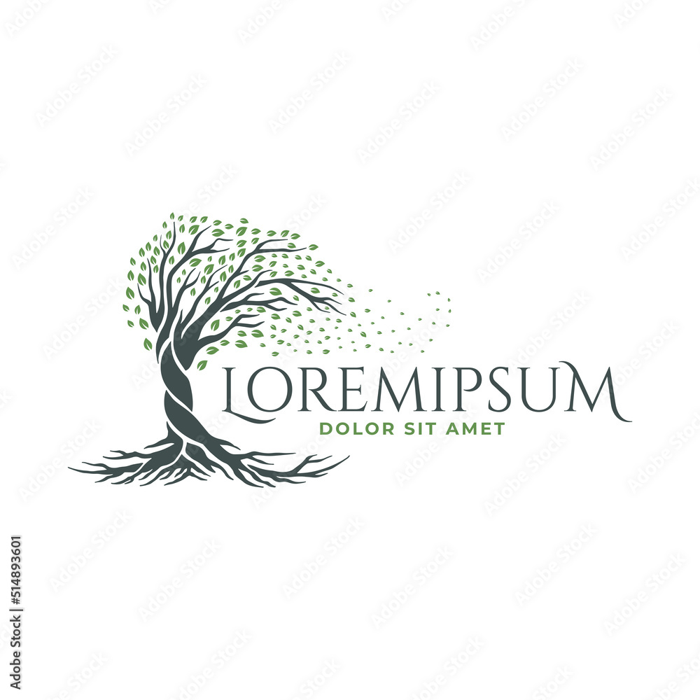 Tree and roots logo design template Stock Vector | Adobe Stock