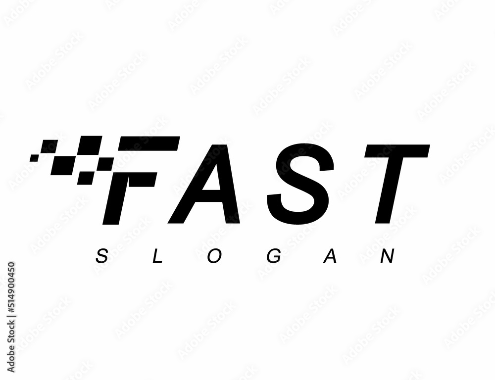 Fast Typography Logo With Race Flag Symbol Stock Vector | Adobe Stock