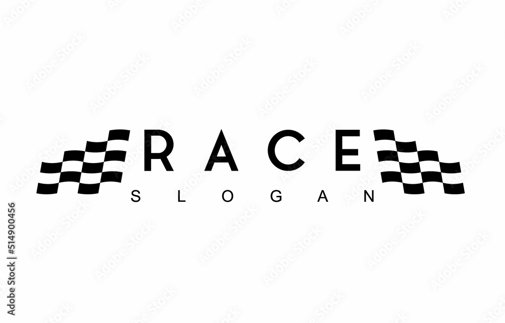 Race Logo Design Template With Black And White Flag Symbol Stock ...
