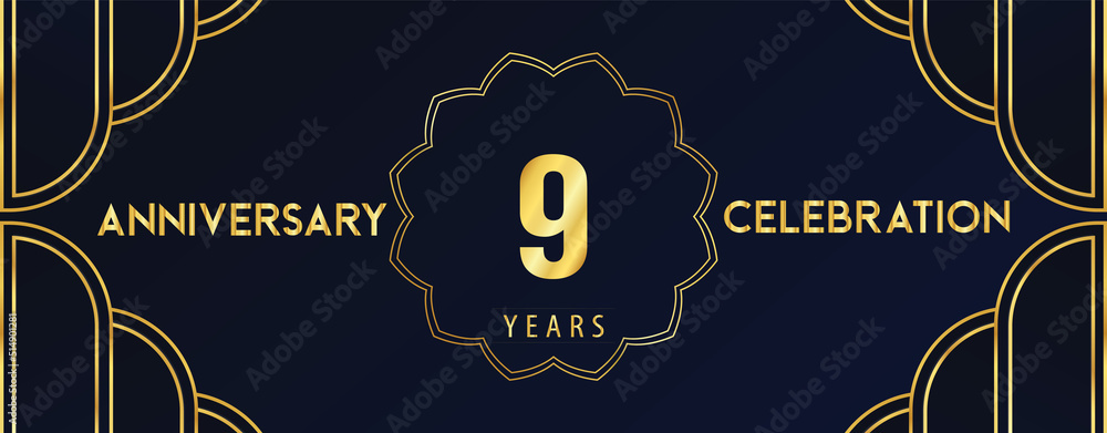 9 years anniversary celebration design template Vector. Premium design ...