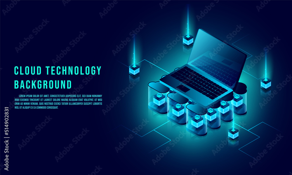 Cloud data storage 3d isometric infographic illustration, landing page ...