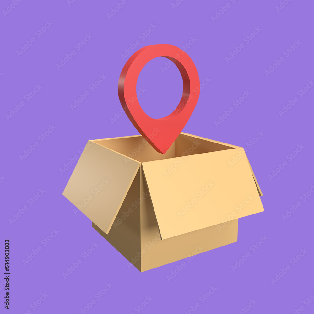 Drop point location 3d icon model cartoon style concept. render ...
