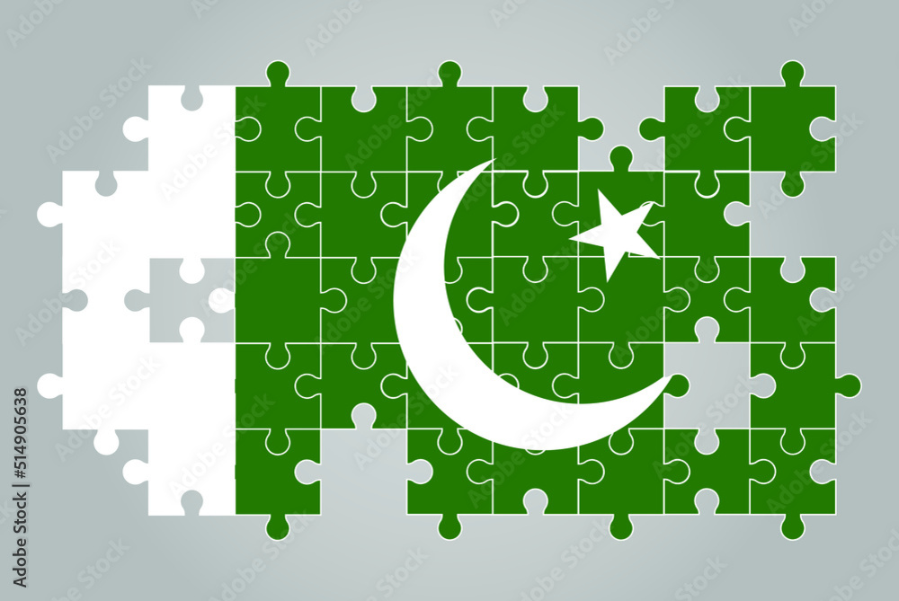 Pakistan flag shape of jigsaw puzzle vector, puzzle map, Pakistan flag ...