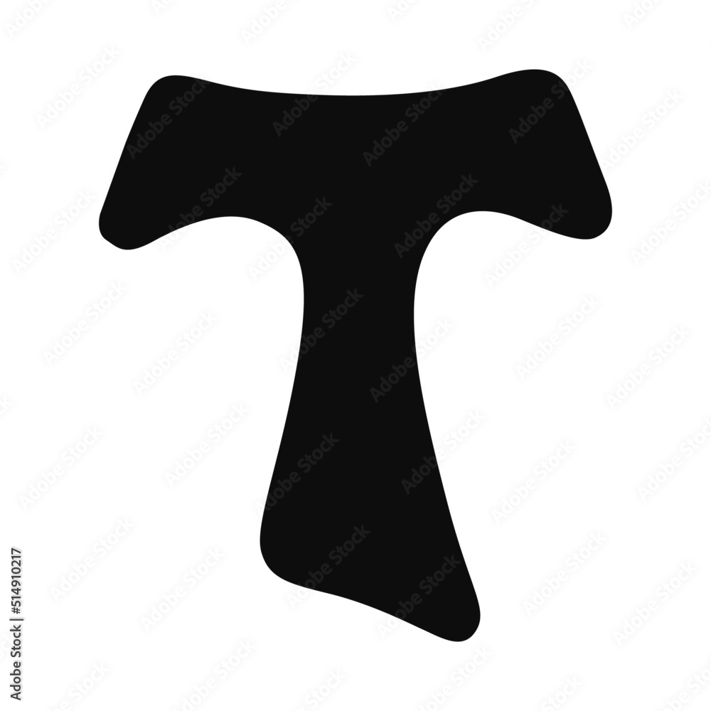 Christian Tau cross vector icon - Franciscan capuchin friars symbol ...