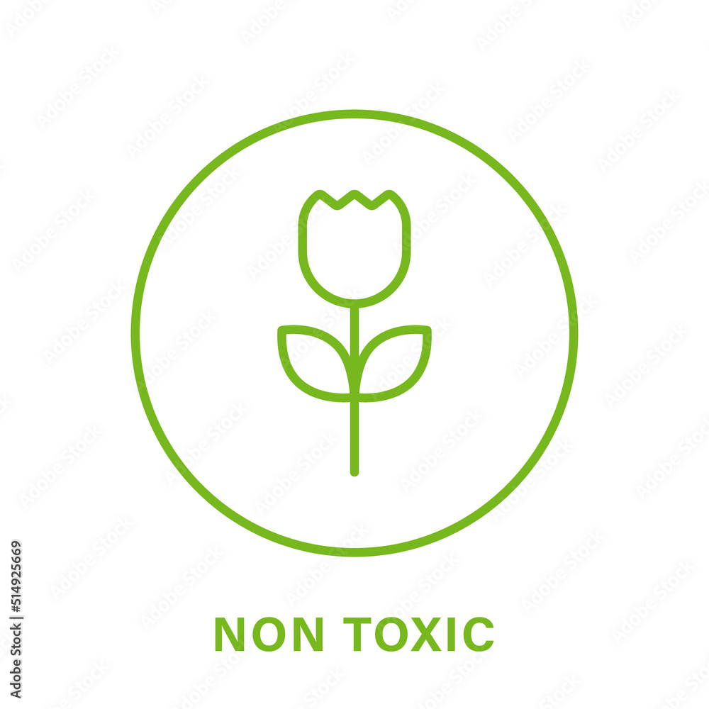 Non Toxic Proven Line Green Icon. No Toxin Chemical Safety Product ...