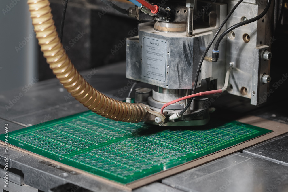 Manufacture of electronic chips. High-tech, close-up. Process of ...